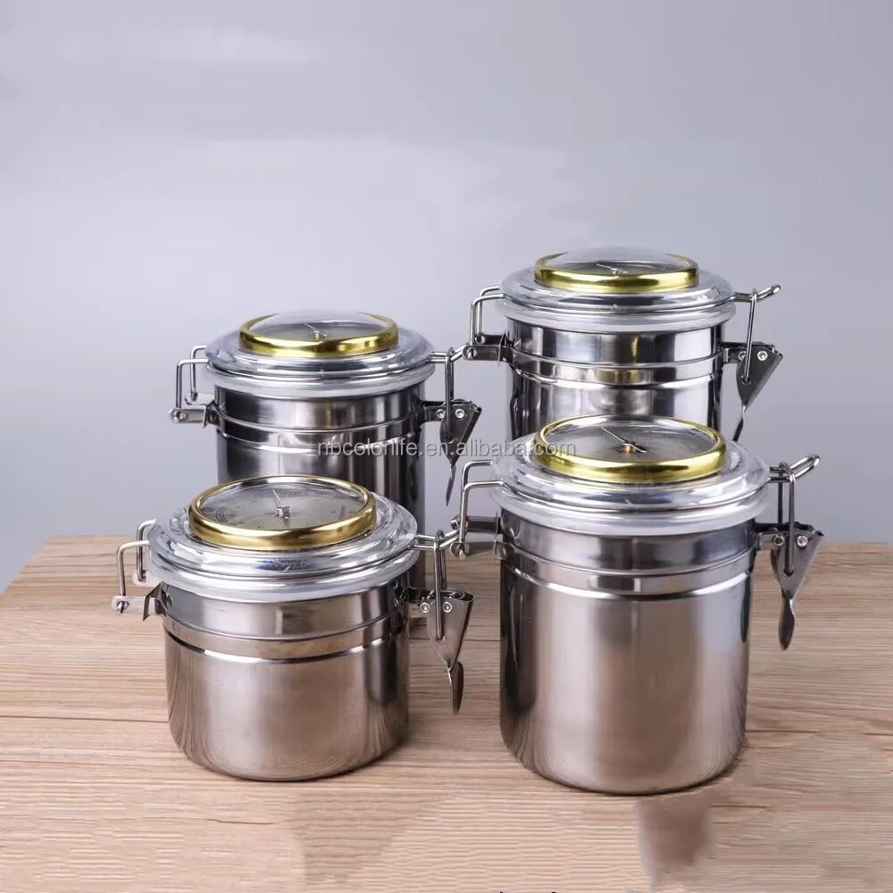 Stainless Steel Cigar Humidor with Hygrometer Tobacco Storage Bottle ...