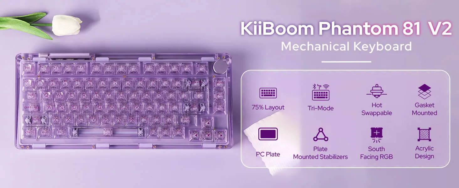 Kiiboom Phantom 81 V2 PCB Keyboard - RGB Backlight Gaming