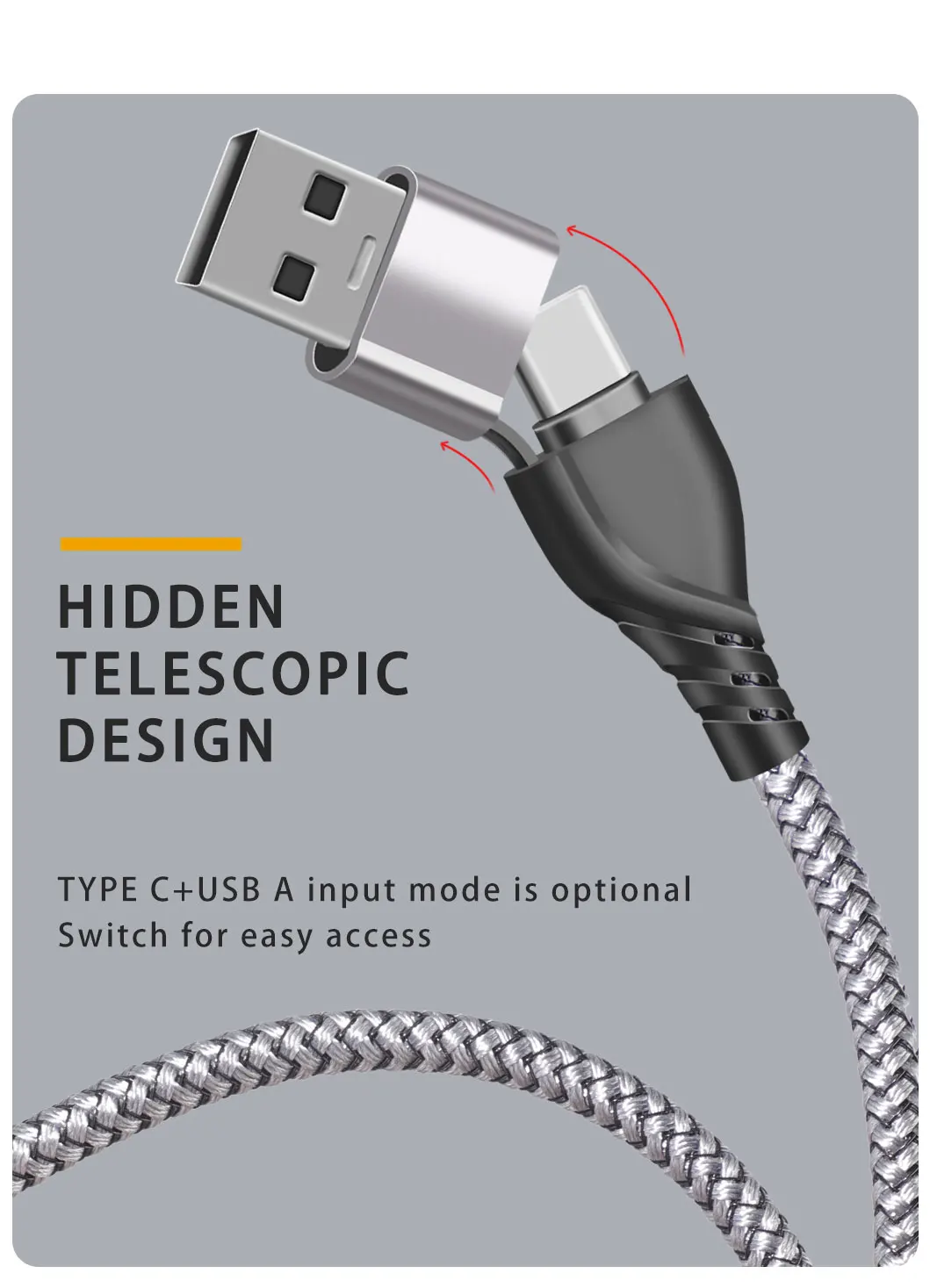 Nylon Braided 5 In1 Fast Charging USB Cable for Android & Ios