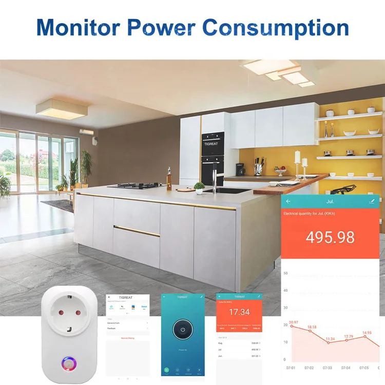 Tuya Wifi Italy Alexa Google Power Monitor Smart Switches Home Sockets ...
