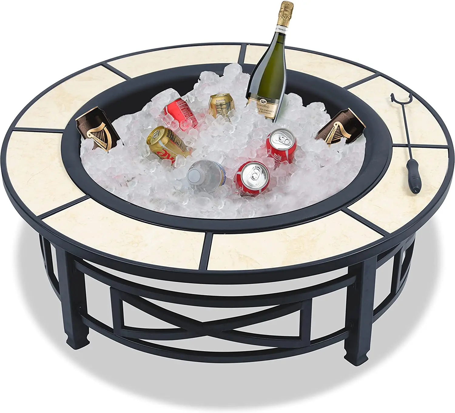Ceramic Tile Table Top Fire Pit With Bbq Grill And Cooler - Buy Table ...