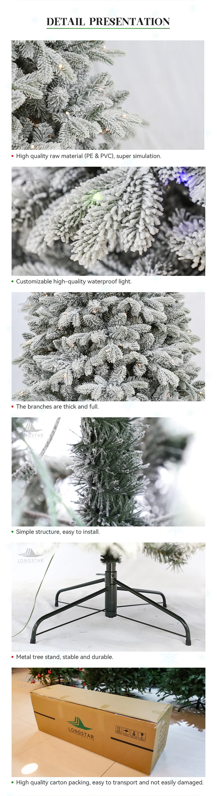 2024 New Design Indoor Decoration 7ft Pe/pvc Artificial Warm And Sweet ...