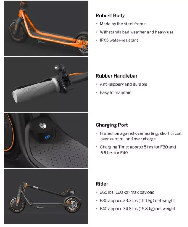 Original Segway-ninebot F40 Electric Kick Scooter 30km/h 40km Endurance ...