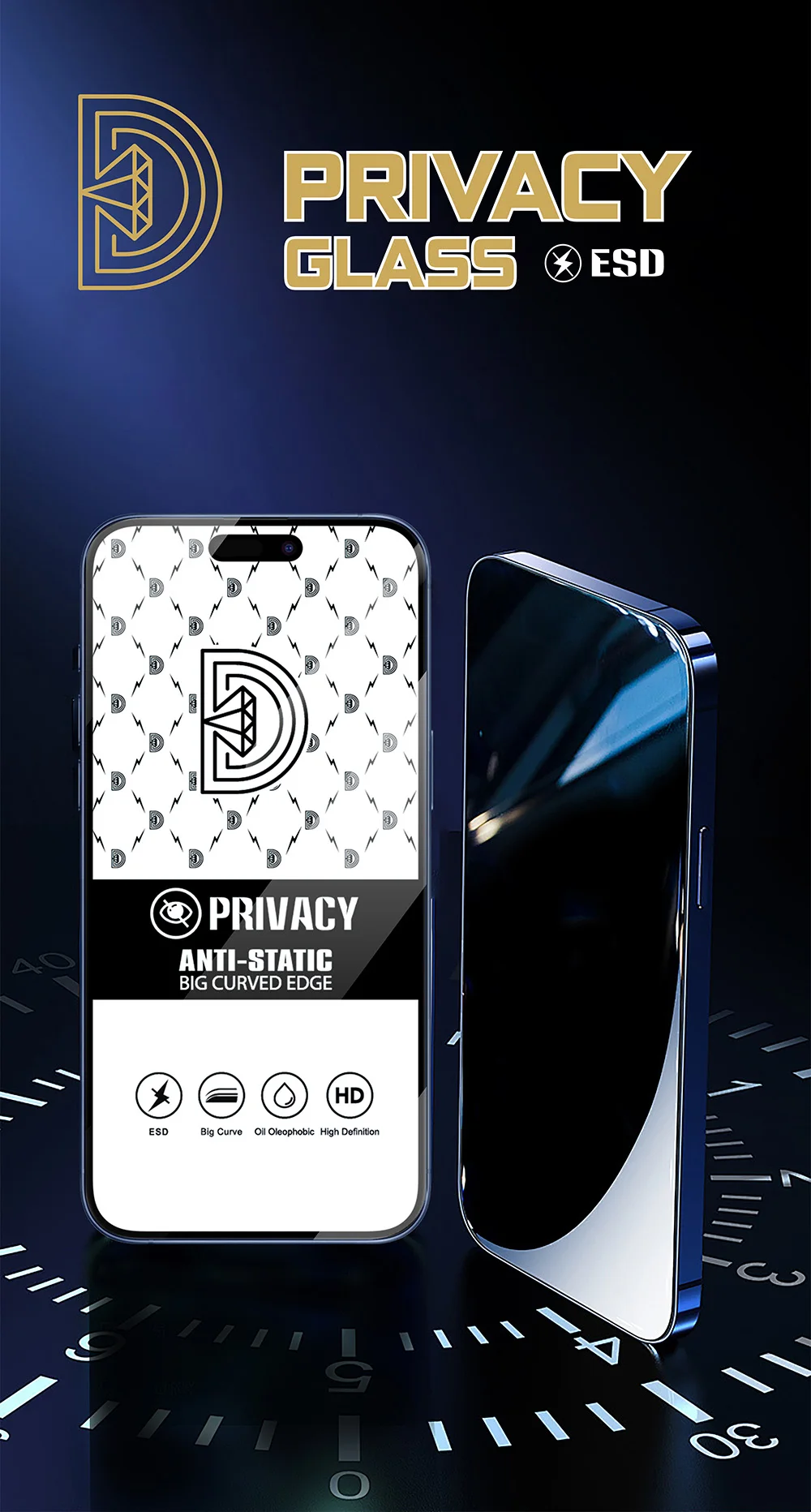 Privacy Golden Diamond 30 Degrees Esd Anti-peep Anti-fingerprint ...