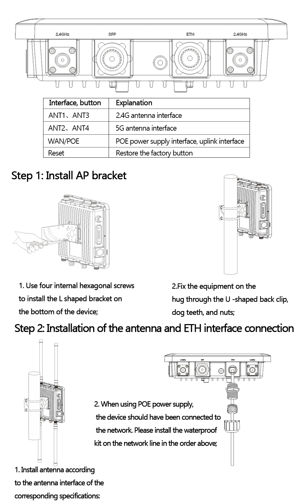 2km 3000mbps Outdoor Point Long Range Wifi Distance Poe Ap