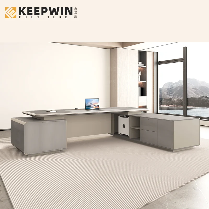 L Shape Manager Table Boss Office Furniture with Side Table Executive ...