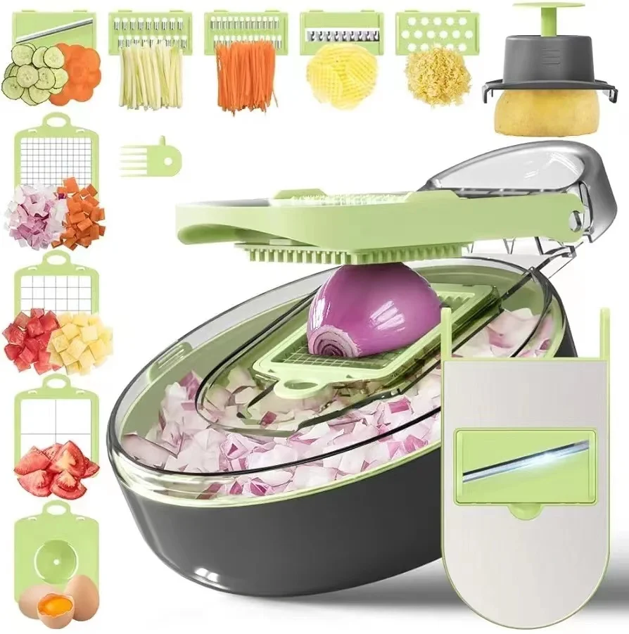 New 13 In 1 Vegetable Chopper Mandolin Slicer Dicer Pro Onion Chopper ...