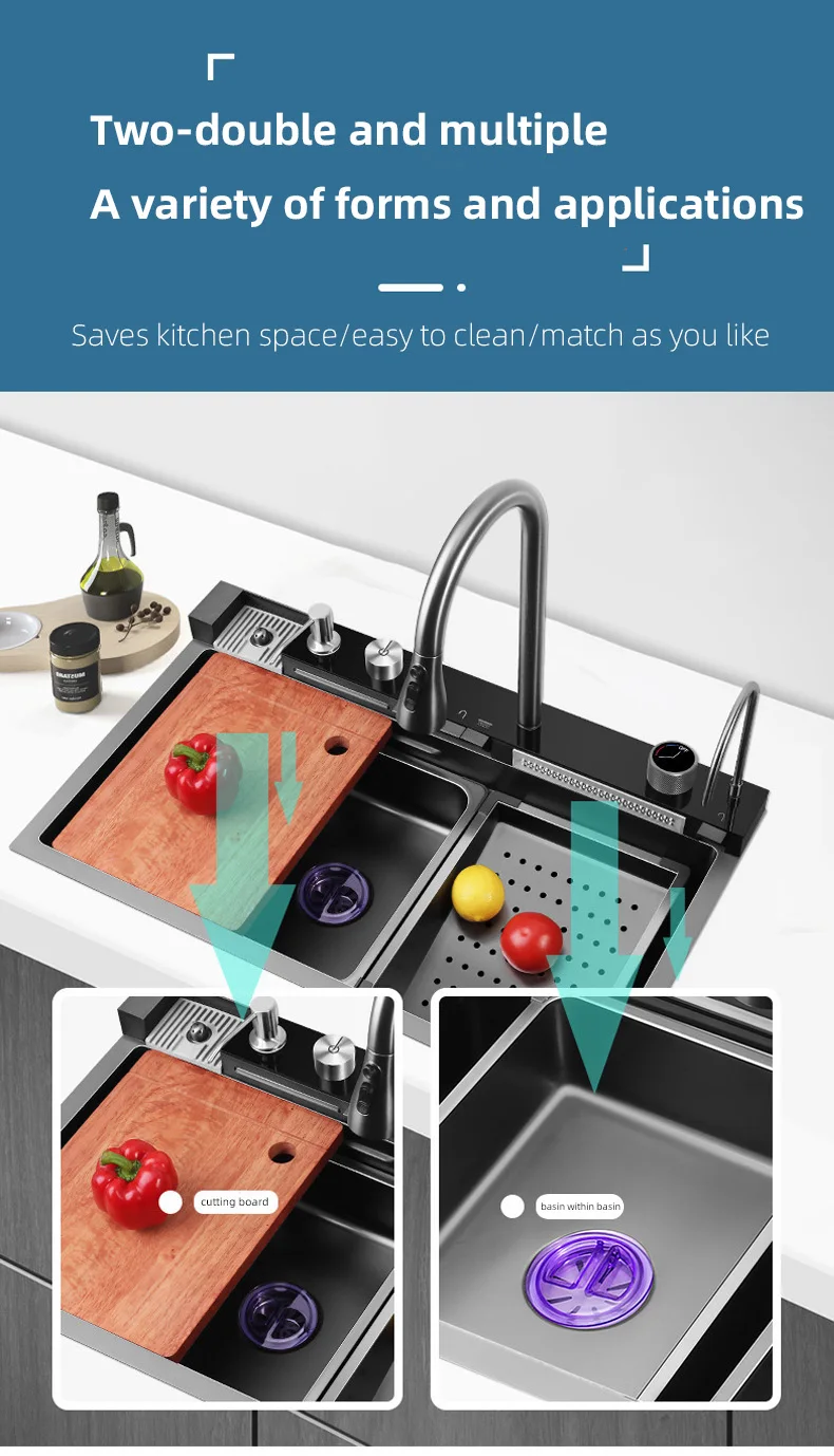 Kitchen Smart Sink Lavandino Big Kitchen Sink With Drainer Kitchen Sink ...