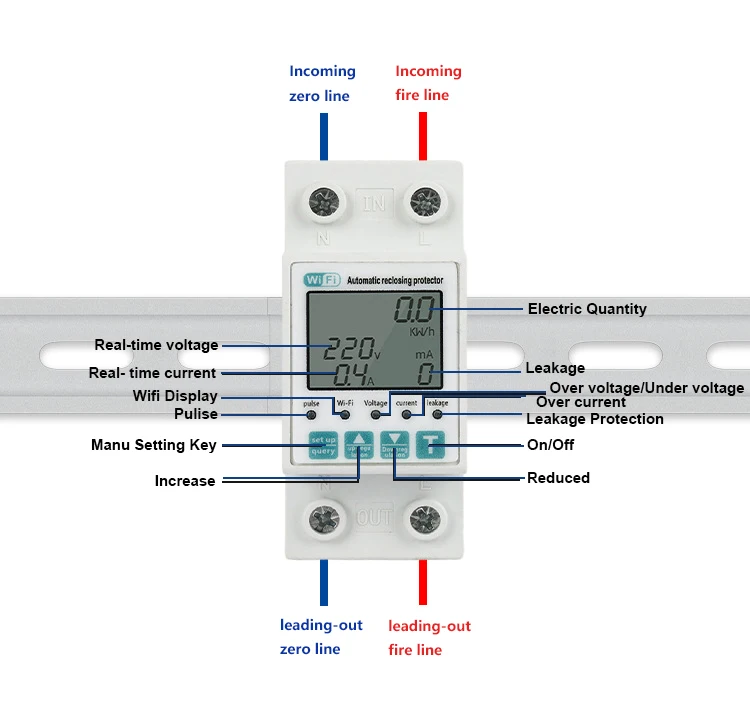 WIFI TUYA Remote Control Over and Over Voltage Current Limiting Leakage ...