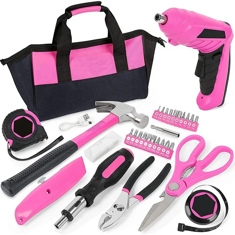 122Pcs Pink Lady Tool Kit Set Household Combination Tool Set Most ...