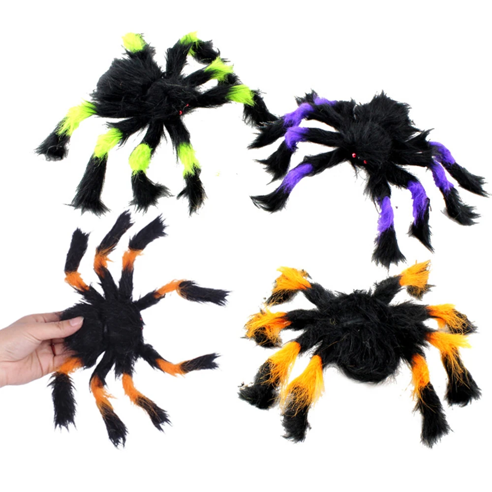 60cm Halloween Spider 200cm Giant Spider With Red Eyes Colorful Hairy ...