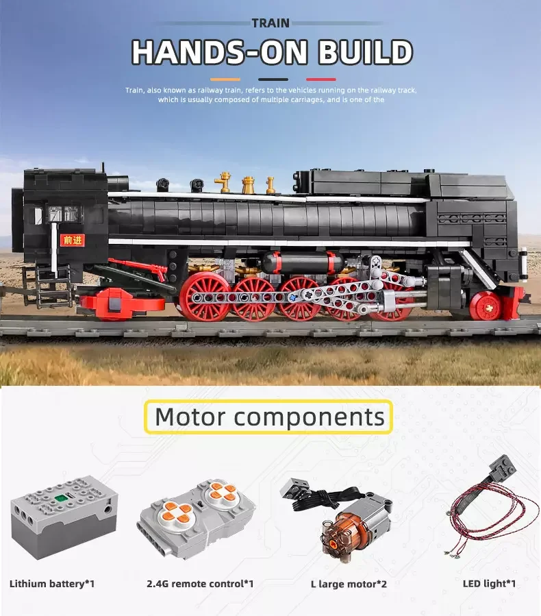 Mould King Steam Locomotive - DIY Electric Train Model