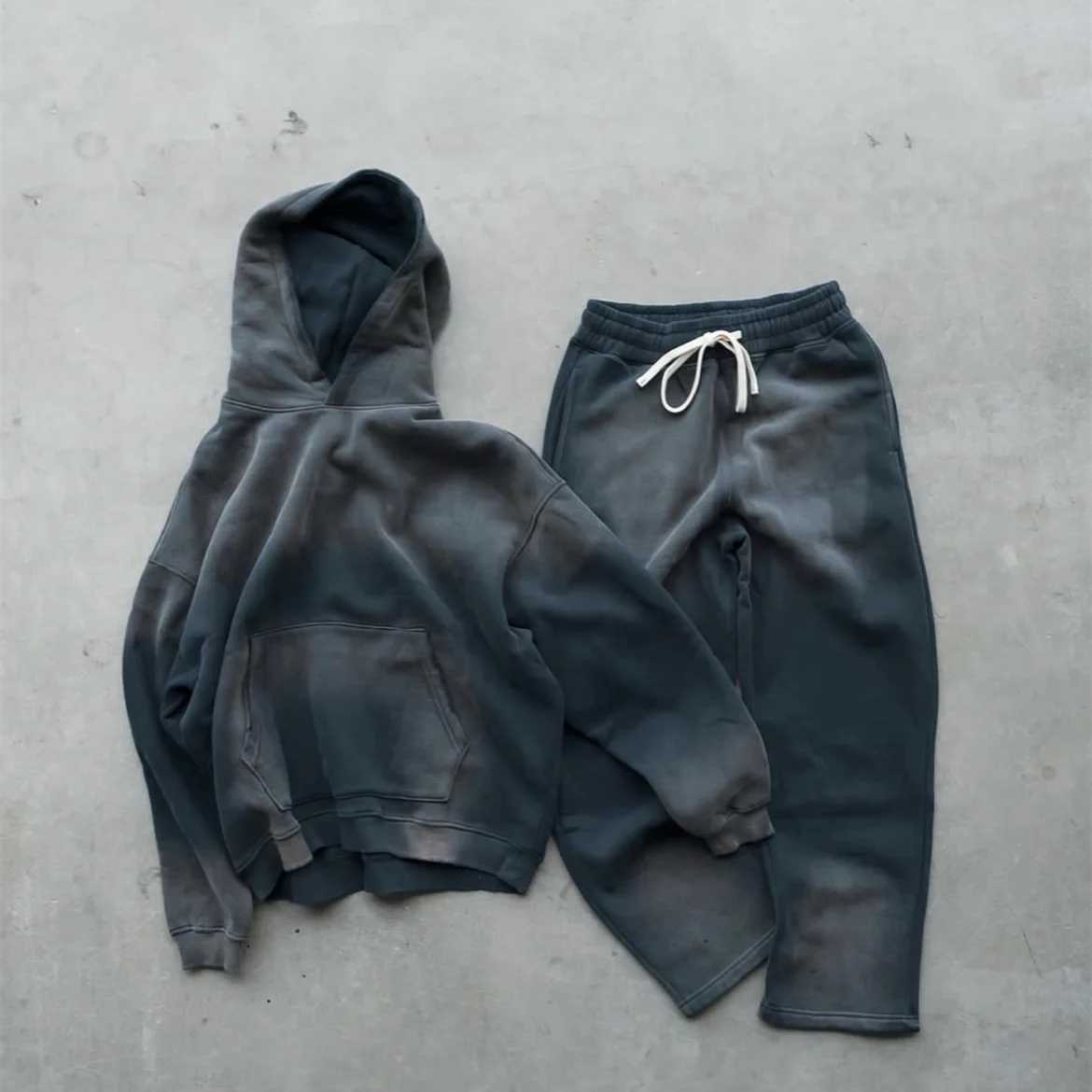 Wholesale Custom Acid Wash Cropped Distressed Black Oversized Hoodies ...