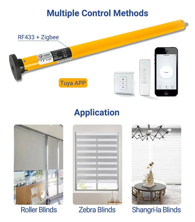 Smart Motorized Blinds with Zigbee Zebra Roller Blinds Motor