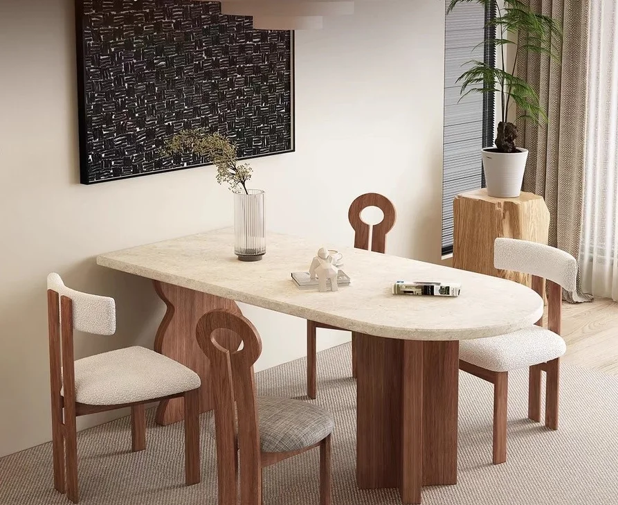 Alibaba.com: French Style Ancient Rock Slab Wooden Table, oval solid ...