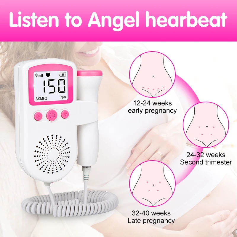 Portable Fetal Heart Monitor - Maternal Ultrasound Baby Heart Rate Detector