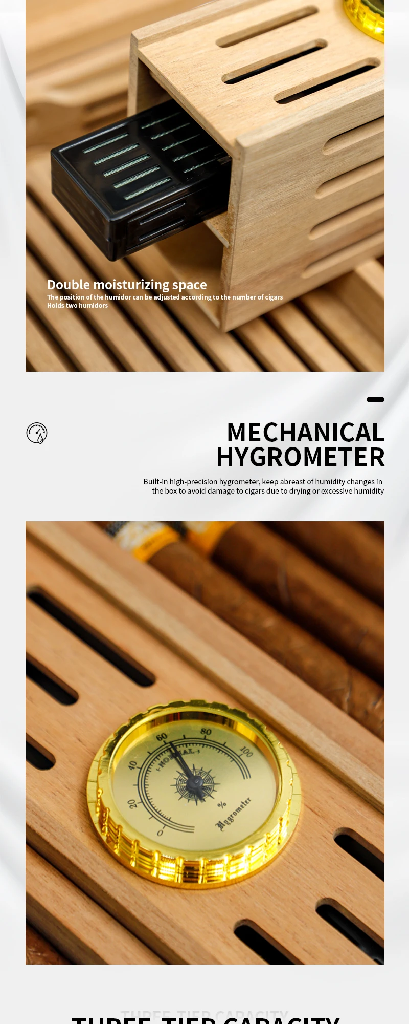 Luxury Fingerprint Lock Cigar Box with Humidifier & Hygrometer