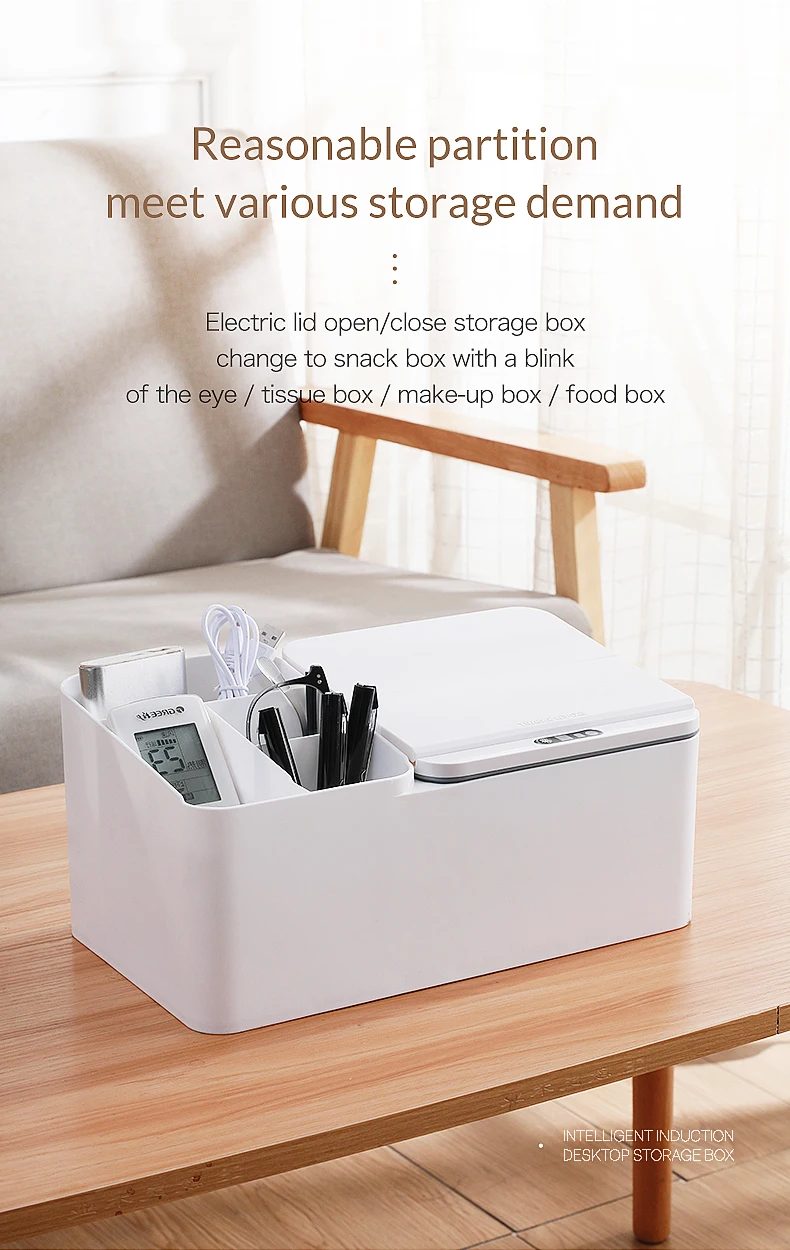 Automatic Sensing Desktop Foldable Multi-grid Smart Storage Box With ...