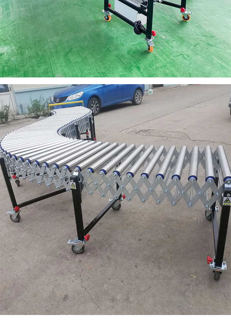 50kg Bags Truck Loading Unloading Trolley Roller Conveyor