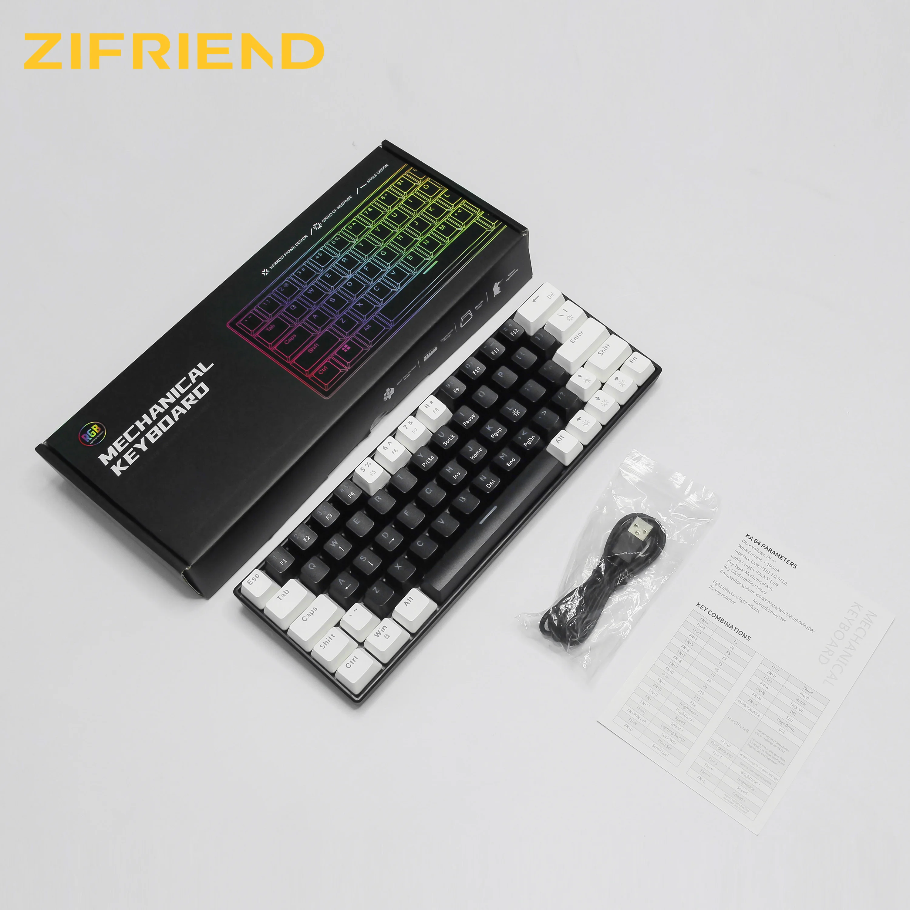 Usb Wired Gaming Rgb Keyboard With Fashion Rgb Backlit Custom 63 64 87 ...