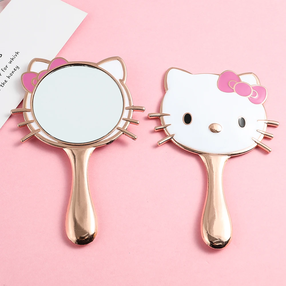 Cute Kawaii Kitty Cat Hand-Held Cosmetic Mirror for Girls
