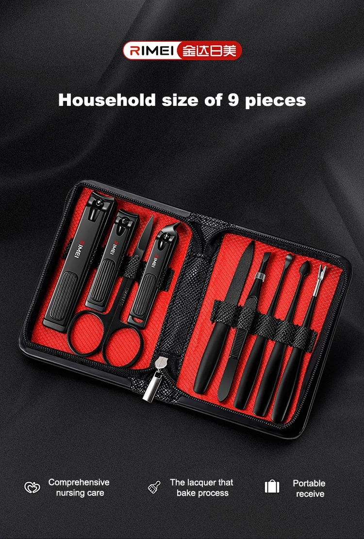 Rimei Manicure Nails Personal Care-nail Clipper Travel Kit 9 Pcs ...