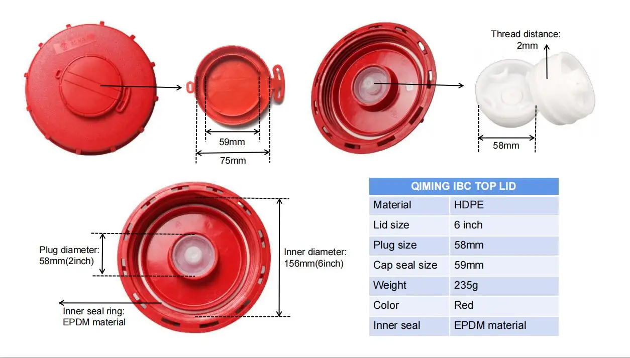 Brand New HDPE Plastic Top Lids for IBC Tank 1000 Liters