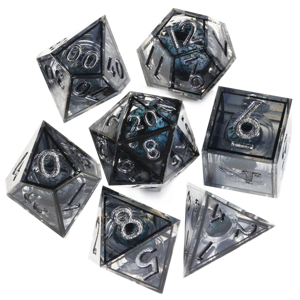 Mini Planet Green Liquid Core Dragon Eye Dice Set Polyhedral Resin Dnd ...