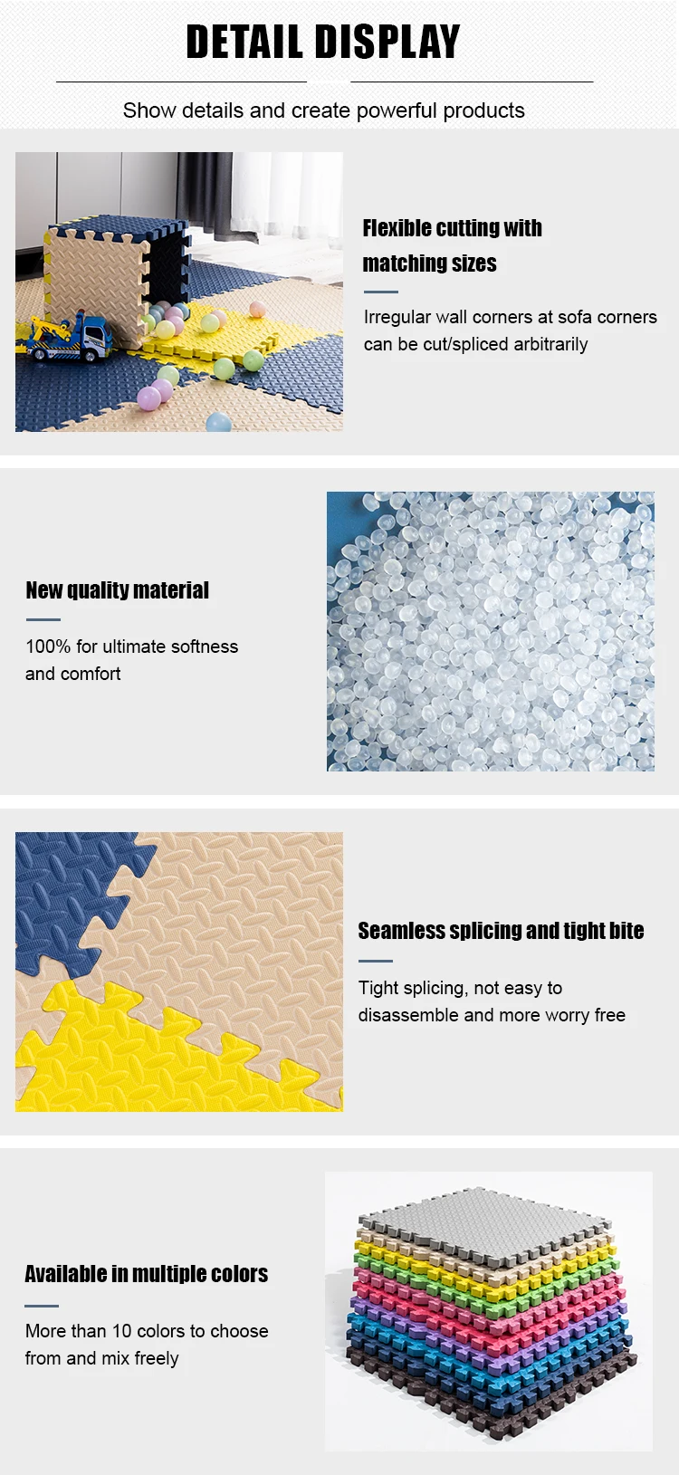 60* 60cm EVA Interlocking Foam Mats, Puzzle Jigsaw Soft Floor Mat for ...