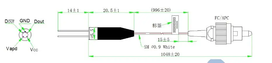 ROSALIA 10G PIN-TIA Photodiode PD 3.3V FC/PC with Vpd 5PIN Pigtails