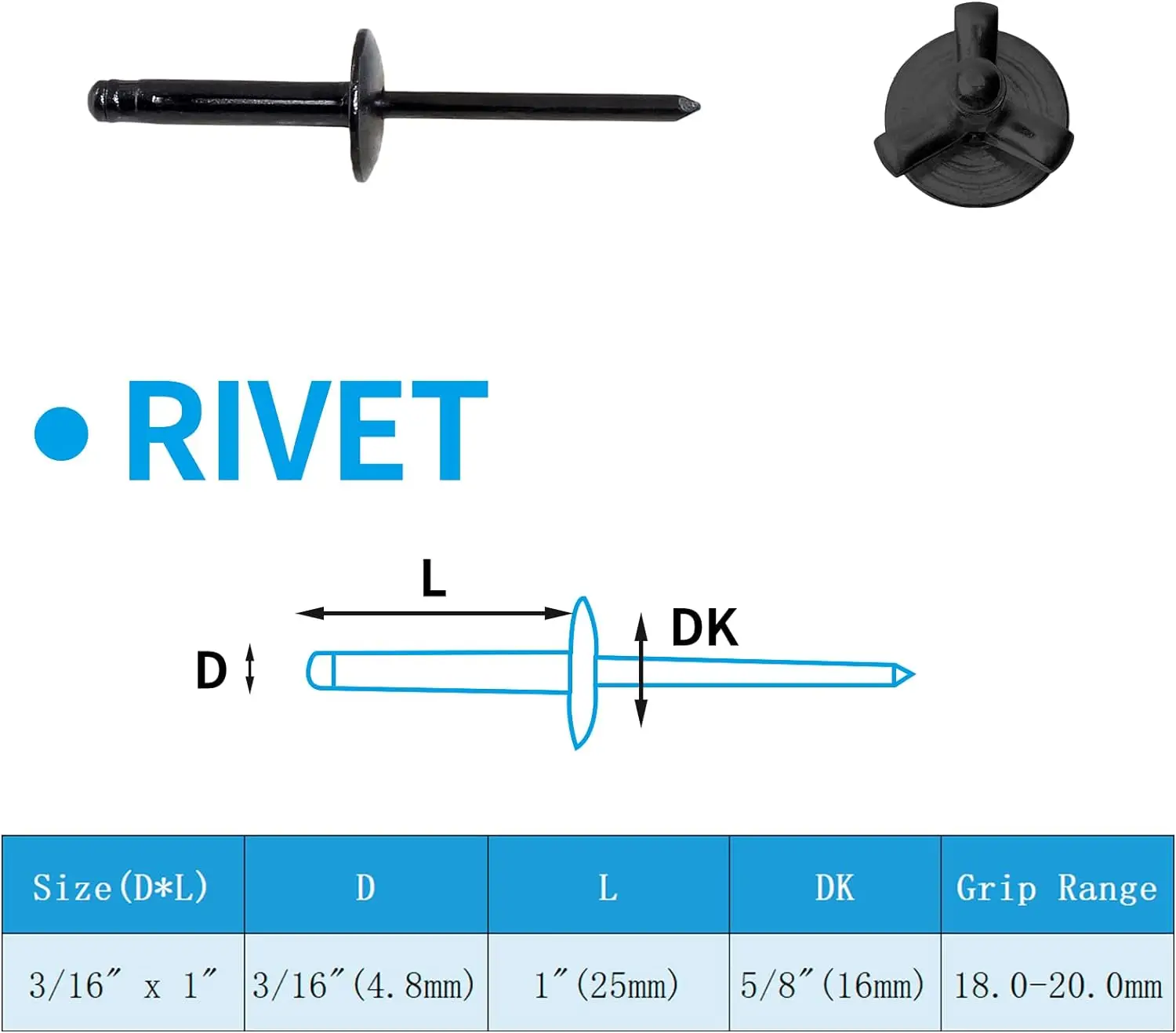 XD Fastener Black Aluminum Blind Rivets Pop Rivets| Alibaba.com