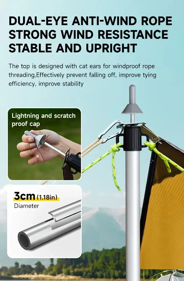 Adjustable Aluminum Tent Pole For Camping & Hiking - Oem