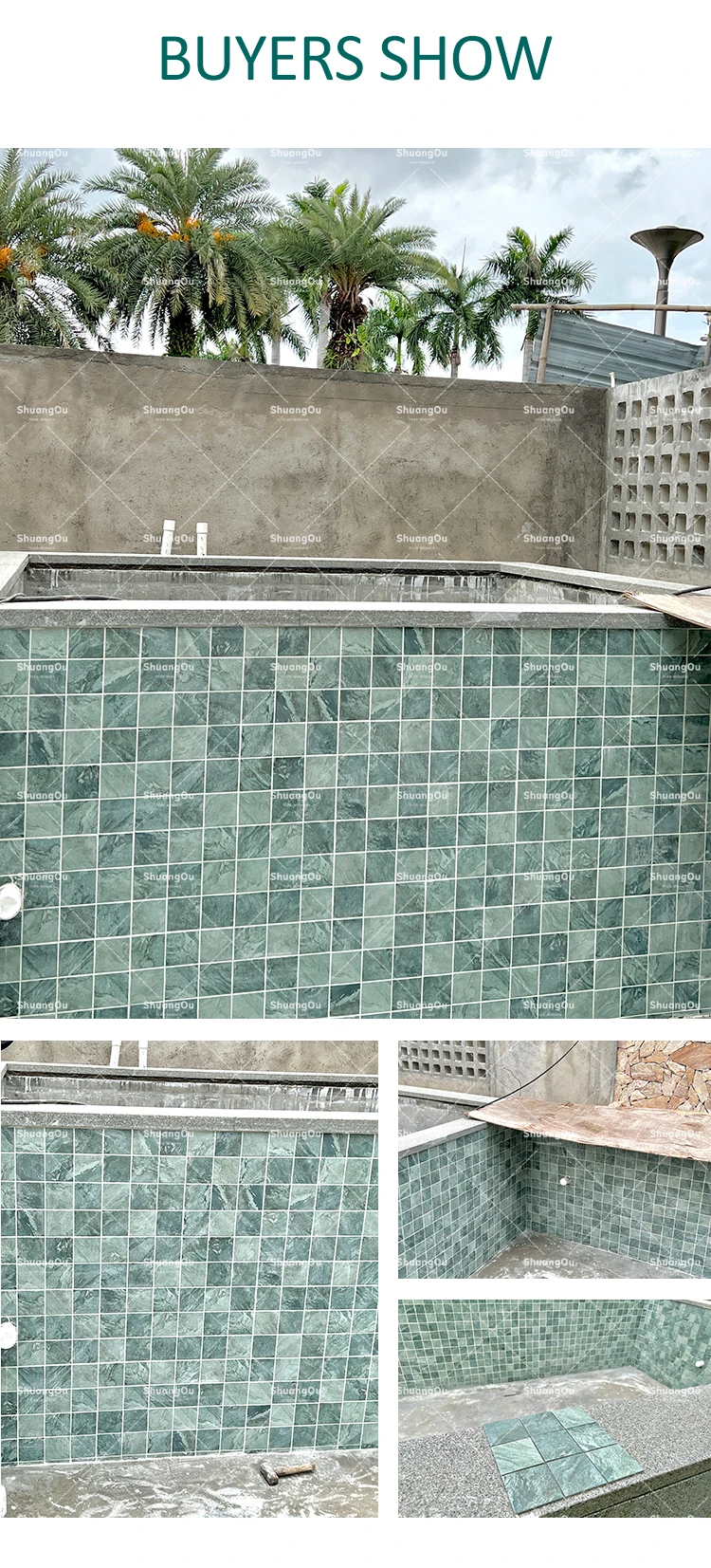 Bali Green Marble Look Pool Tiles - Durable & Stylish