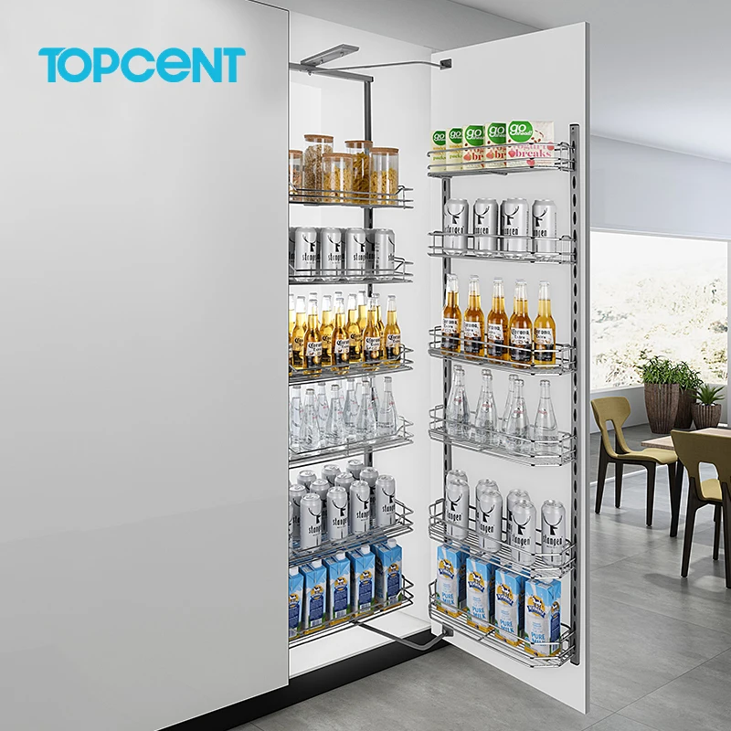 Topcent Kitchen Cabinet Storage Unit Tall Pull Out Tandem Pantry Basket ...