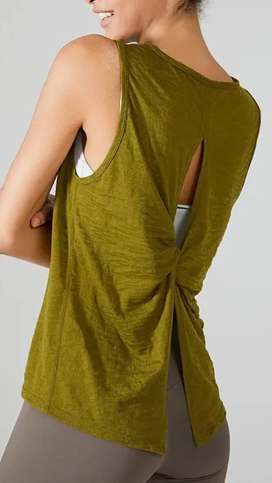 2024 Fashion Back Slit Sports Tank Top Quick Dry Yoga Clothing Loose ...