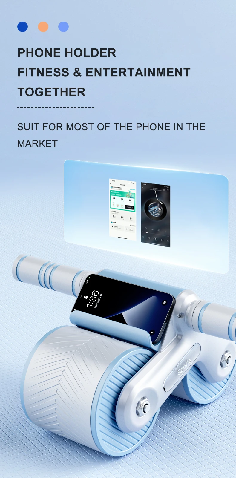 Automatic Abdominal Trainer Wheel Roller Exercise With Elbow Support ...