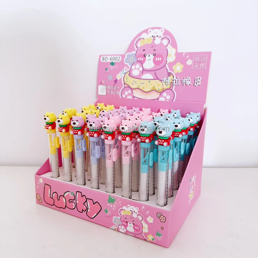 Cute Rabbit Bear Lovely Pencil Eraser Push-pull Rubber Eraser Sliding ...