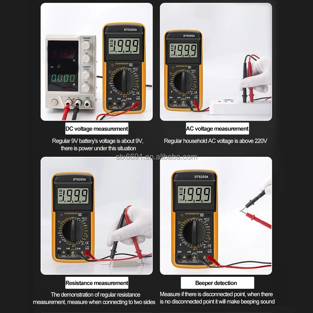 DT9205A Multimeter - Precision AC/DC Measurement Tools