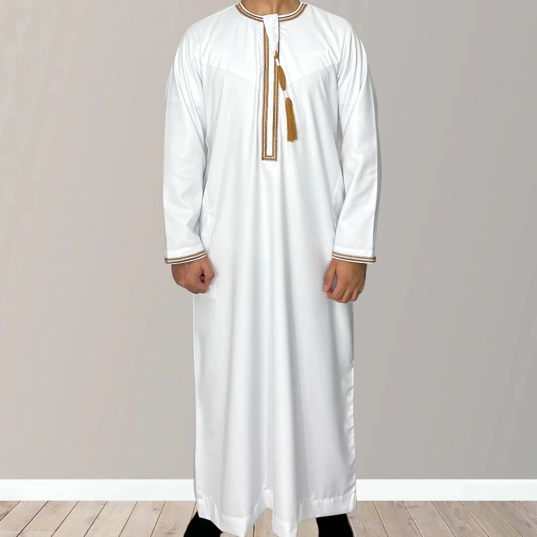Long Sleeve Kaftan Robe Islamic Ramadan Omani Kurta Pajama Jubbah Dubai ...