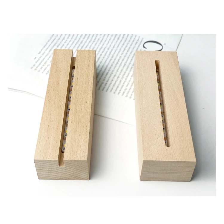 Wooden Table Lamp Base Table Light Lamp Diy 3d Led Night Lamp Wood Led ...