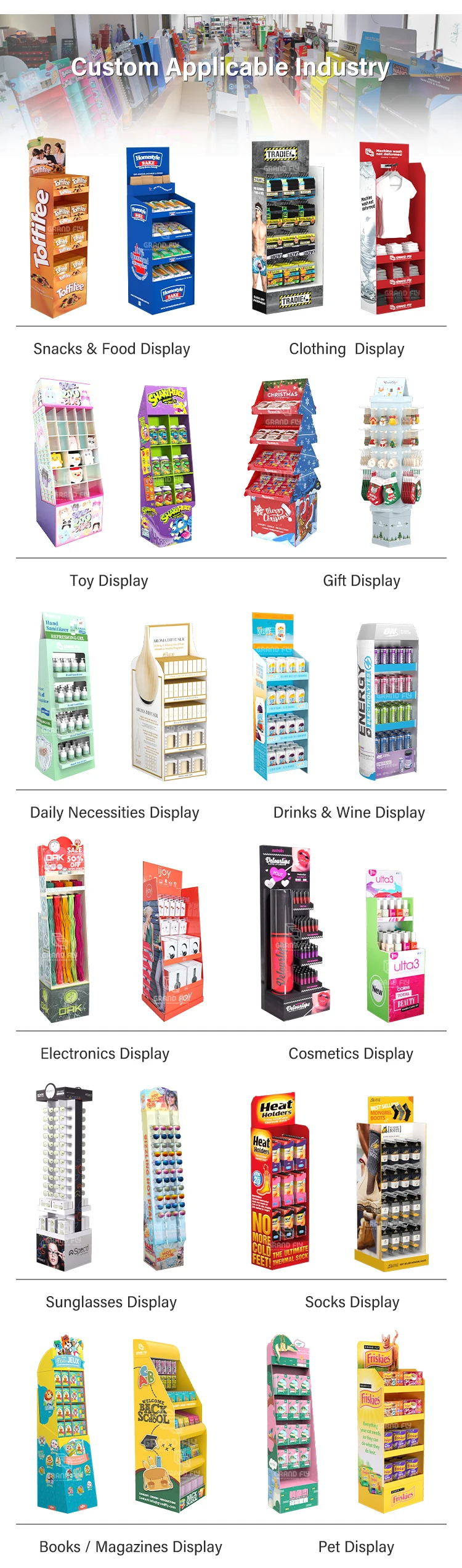 Custom 3 Tier Shape Pop Retail Corrugated Cadrboard Display Shelf ...