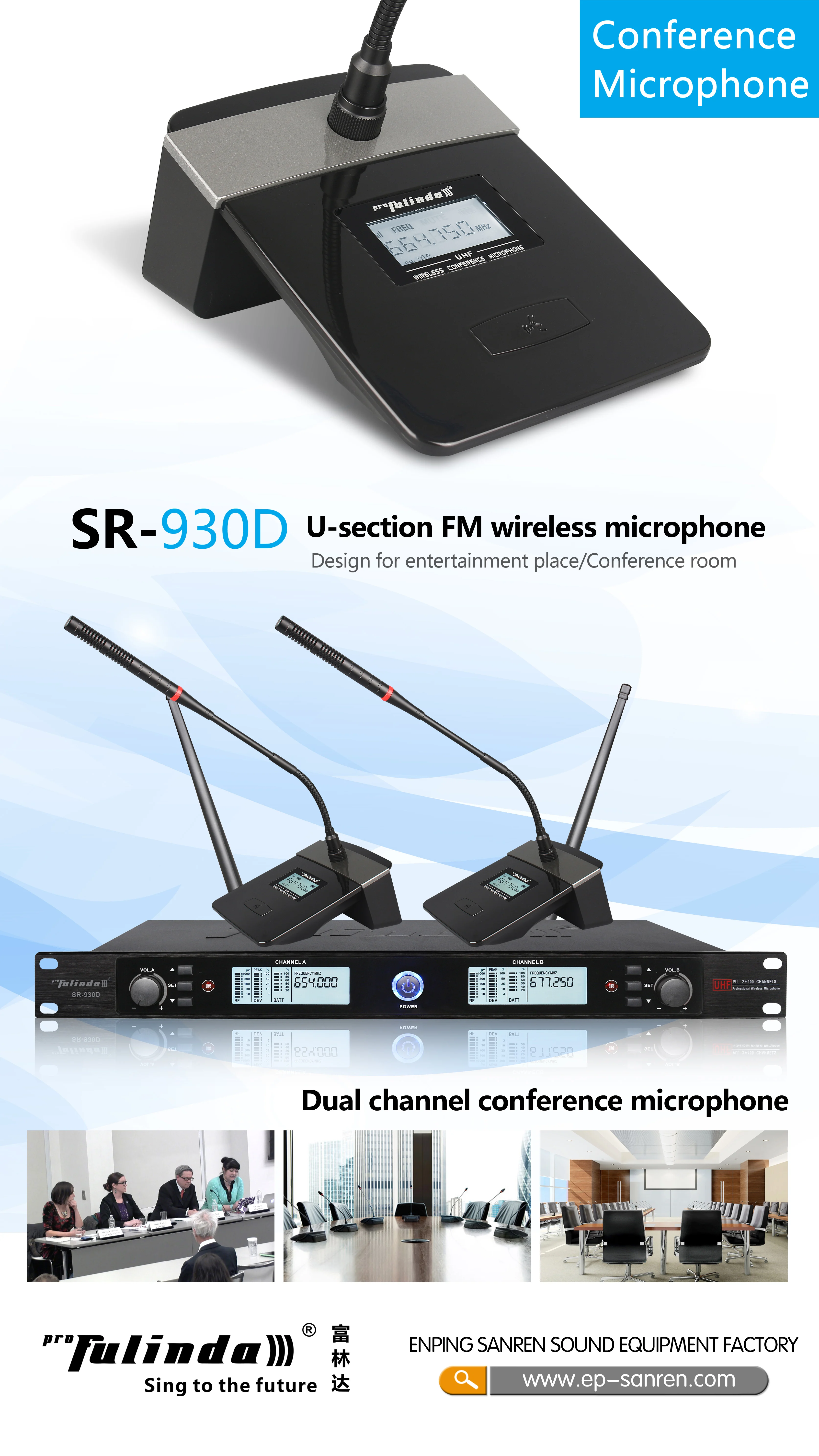 4 Channels UHF Conference Microphone System by Fulinda