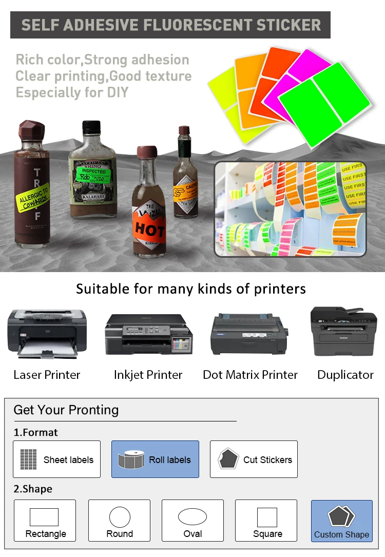 Custom Fluorescent Exploded Labels Design Logo Color Printing Packaging ...