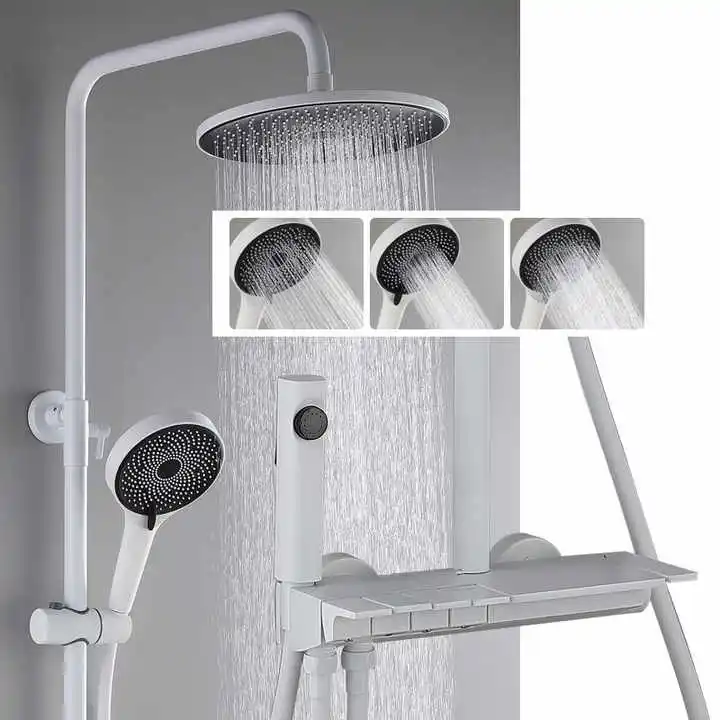 Piano Key Bathroom Rain Shower Set Polished Chrome Bath Rainfall Shower ...