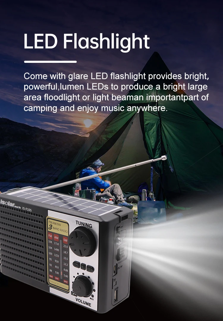 Multifunctional Dynamo Solar Battery Powered AM FM SW Radio