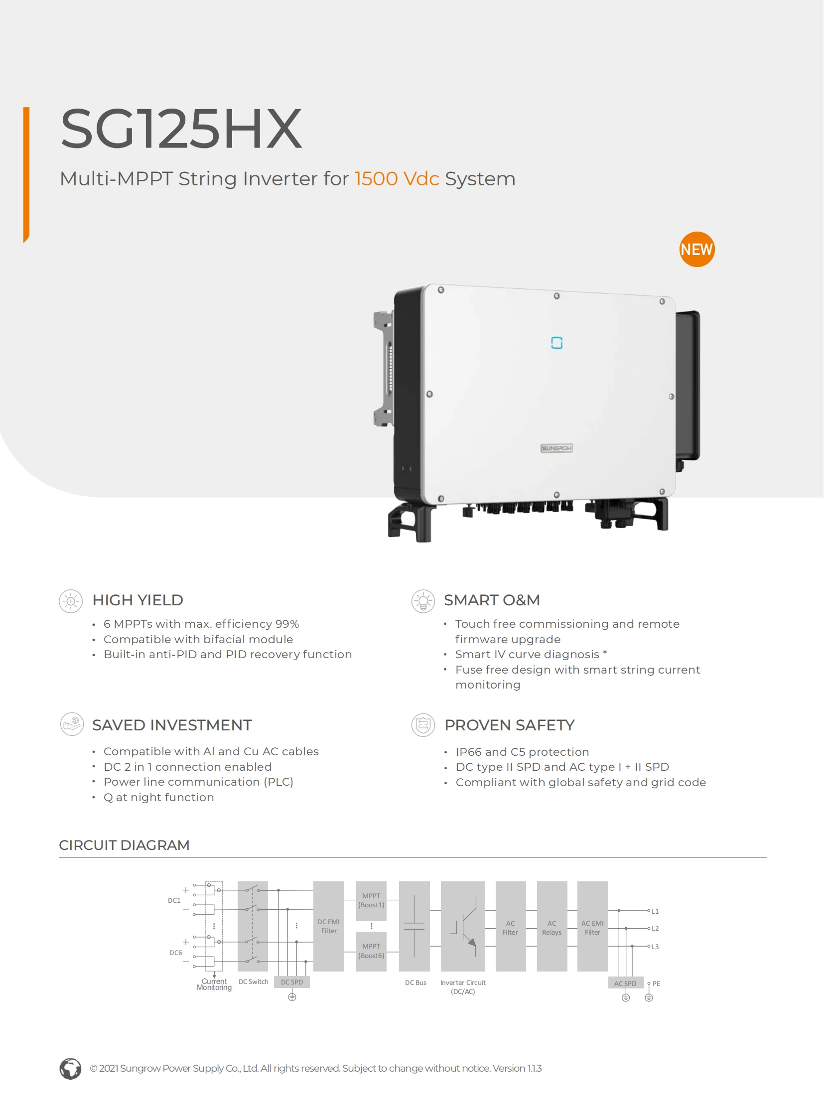 Sungrow SG125HX - Efficient 125kw Solar Inverter for Grid