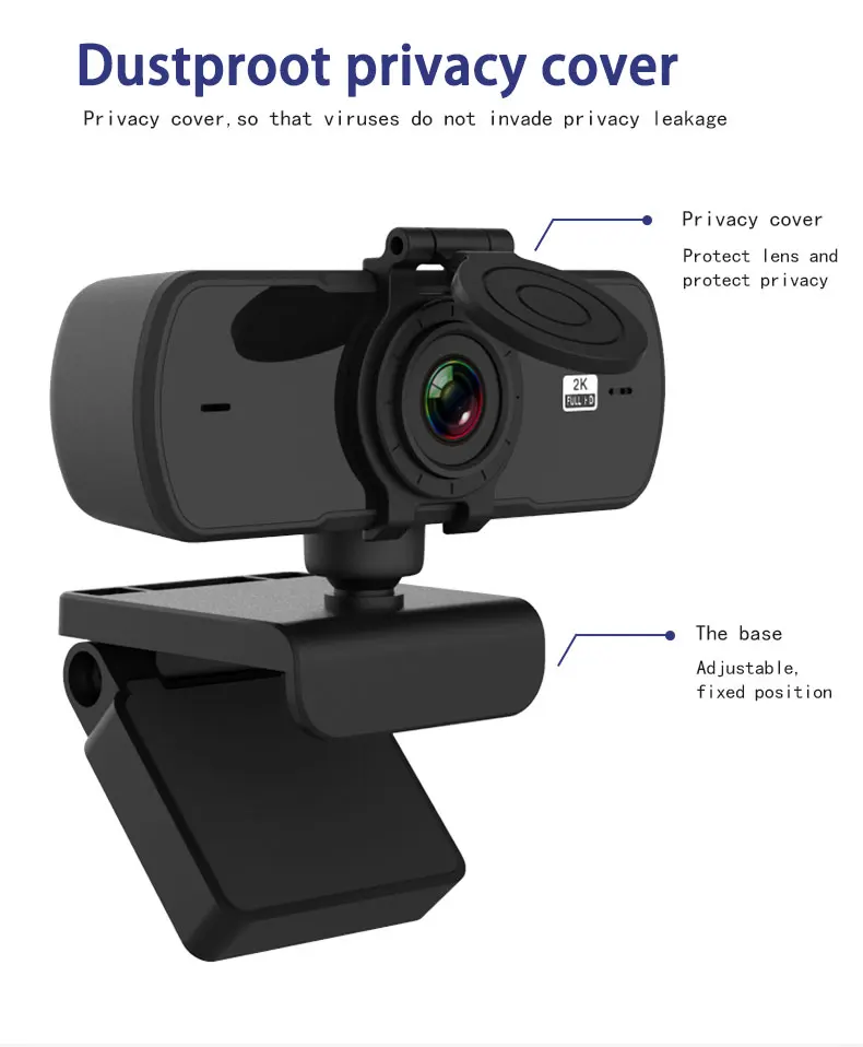Pc-c5 Usb Computer Camera 2k 4m Pixels Webcam With Privacy Cover Tripod ...