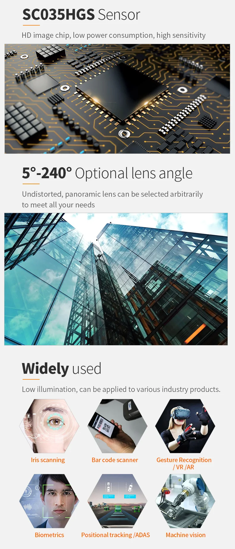 SC035HGS 1/6" Sensor 0.3MP Global Shutter VGA Camera Module