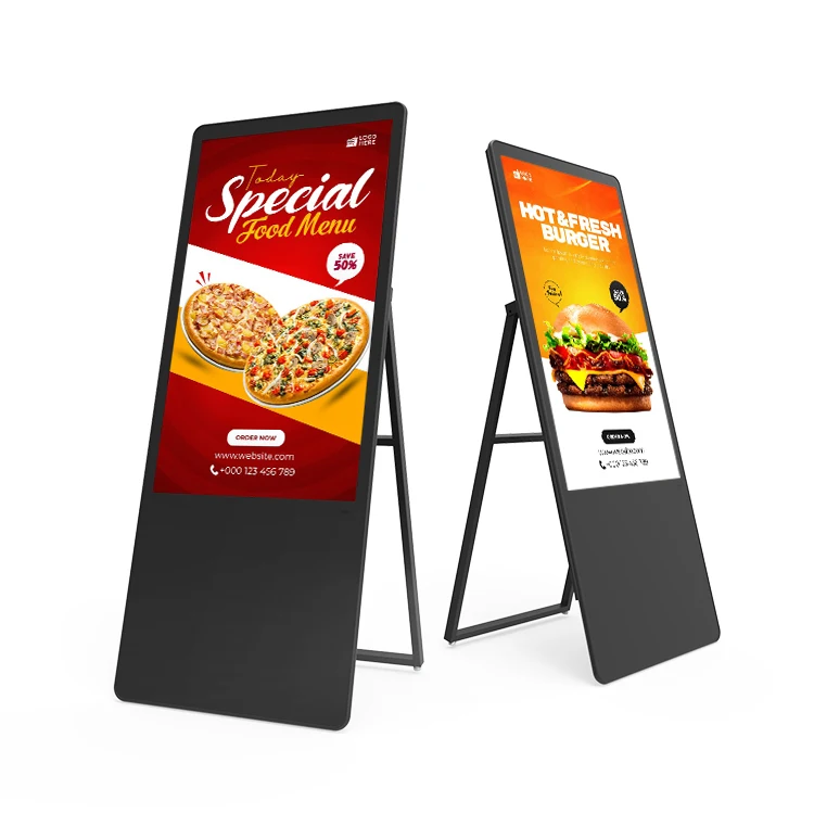 HUSHIDA Smart Lcd Signage Android Kiosk Portable Floor Stand Display ...