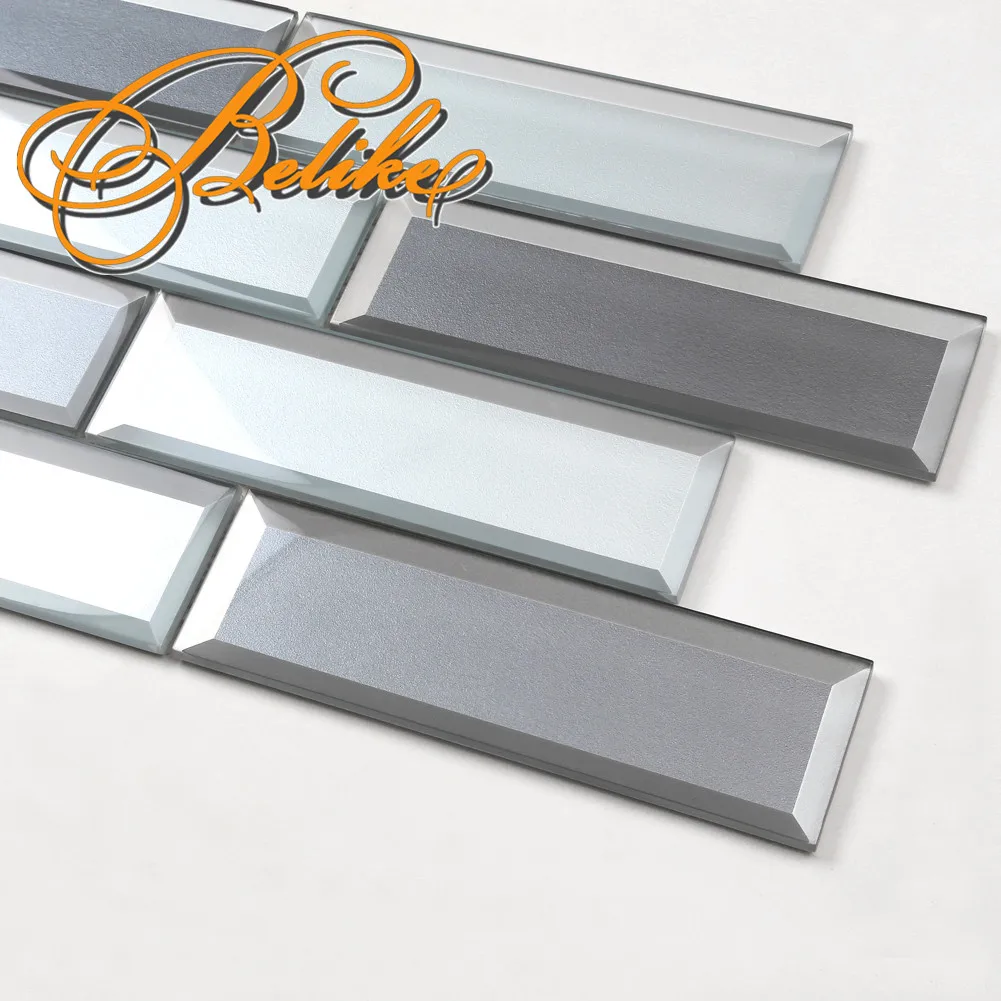 Elegant Modern Spiffy Inverted Beveled Glass Mosaic Subway Tile for ...